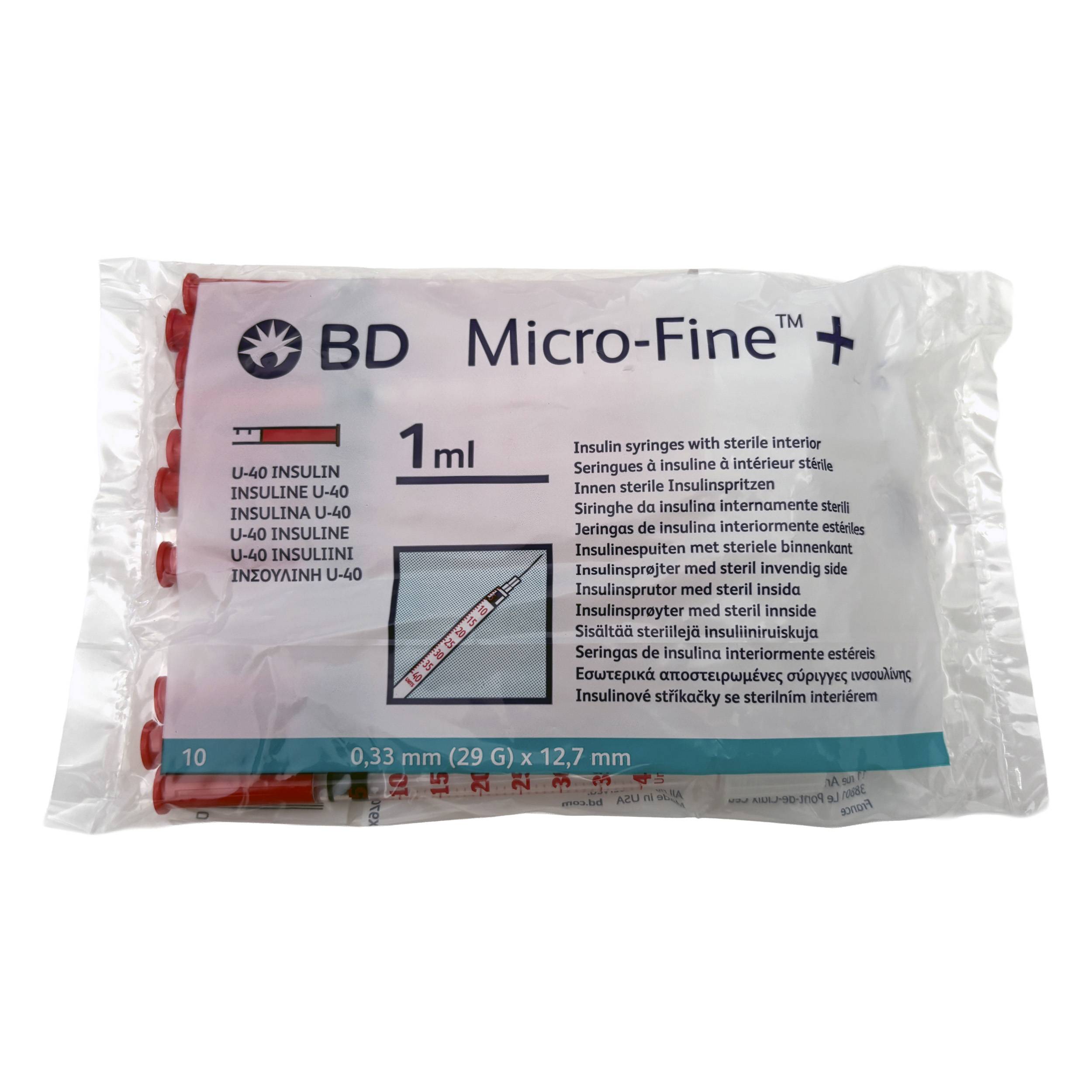 BD Micro-Fine + U-40 insuliiniruisku 1ml, 0,33mm (29G) x 12,7mm ...